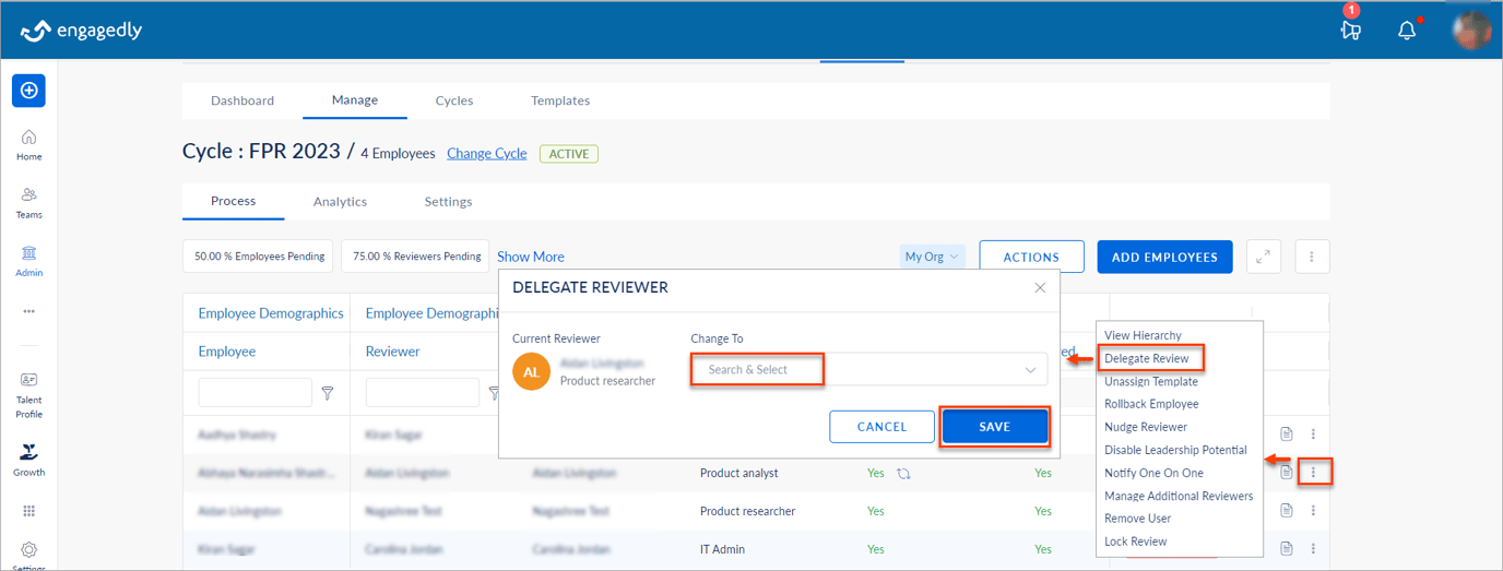 Delegate performance review
